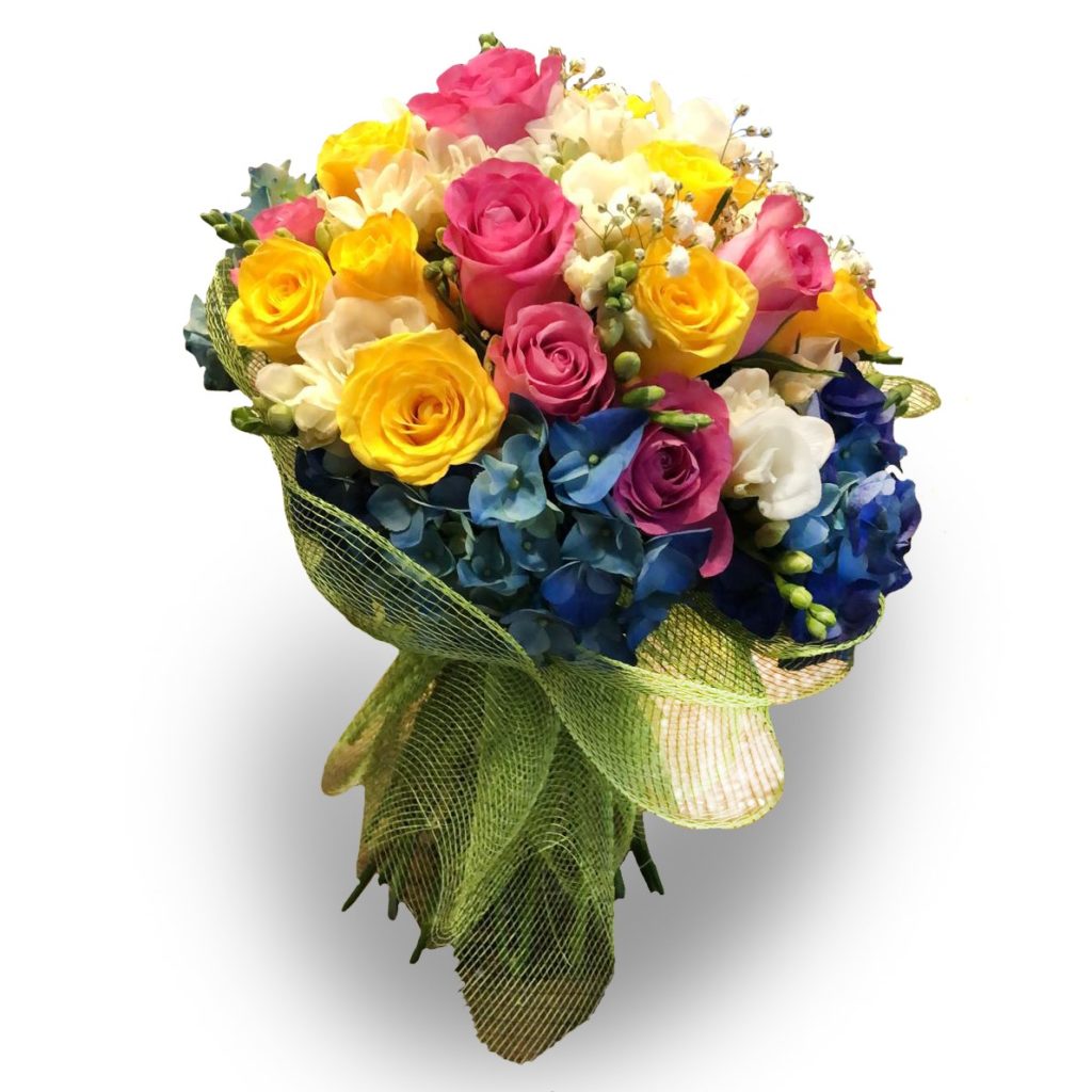 Consegna a domicilio mazzo con rose colorate - PuntoFlora